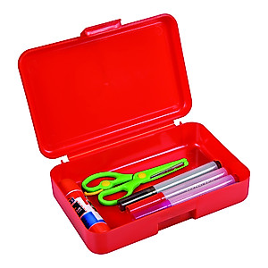 Deflecto Pencil Box, 7.97” x 5.43” x 2.02”, Red 6 Count
