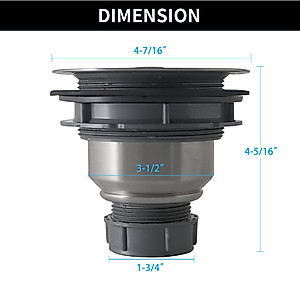 LYNNADO Sink Strainer Kitchen Sink Drain Assembly Kit 3-1/2 Inch with Kitchen Sink Drain Basket,304 Stainless Steel Sink Stopper & Cover Lid，Stainless Steel Brushed