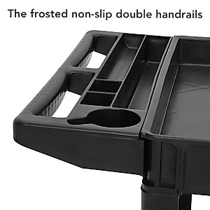 Service Cart 2-Shelf, Storage Handle, 500 lbs Capacity, for Warehouse/Garage/Cleaning/Manufacturing，45"X25" Gray