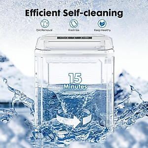 Ice Maker, Portable Countertop Icemaker Machine, Self Cleaning Quiet 2 Sizes Bullet Cubes Makers, 9 Cubes in 6 Mins, 26lbs/24Hrs with Ice Scoop, Basket for Home Kitchen Party