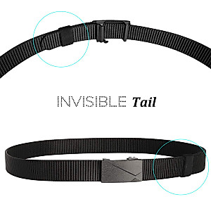 Drizzte Big and Tall Size 67'' Mens Black Nylon Belt Automatic Ratchet Buckle Slide Web Belts