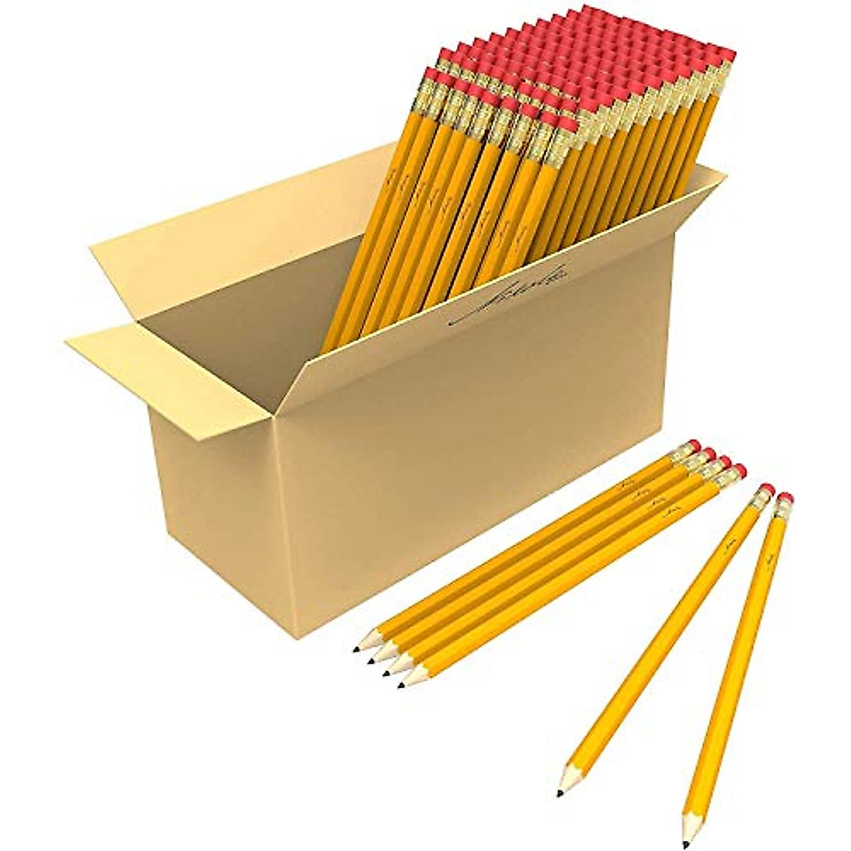 Nikola Works Bulk Premium Pre-Sharpened Wood Cased #2 HB Pencils With Erasers 650 Pack