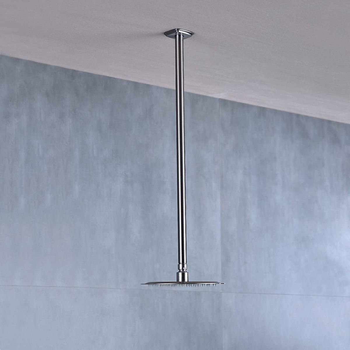 Shower Arm with Flange 22.3 Inch Stainless Steel Ceiling Mounted Shower Arm Rainfall Shower Head Extension Pipe, NPT 1/2 to IPS 1/2,Brushed Nickel