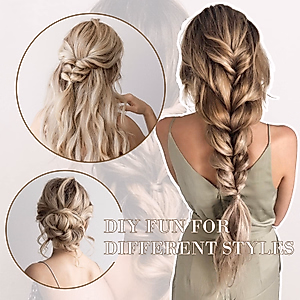 REECHO Hair Extensions, 4PCS Clip in Hair Extensions HE001 Natural Soft Synthetic Hairpieces for Women, Dark Brown with Blonde Highlights