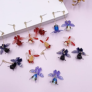 925 Silver Needle Goldfish Earrings, comically cute acrylic resin simulated fish earrings Unique lightweight goldfish pendant earrings Jewelry gift for women(2PCS) -Yellow