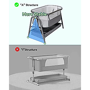 babyboat Bassinet Bedside Sleeper with 360° All Air Mesh, Bedside Crib with Storage Basket, Cozy Adjustable Portable Bassinets for Safe Co-Sleeping, Baby Crib for Infant/Newborn
