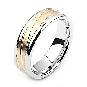 Alain Raphael 7 millimeters wide two-tone cobalt & 14K yellow gold wedding band (solid, not plated)