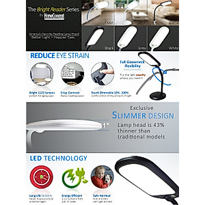 HomeConcept Slim Design LED Bright Reader Natural Daylight Full Spectrum Desk Lamp Black