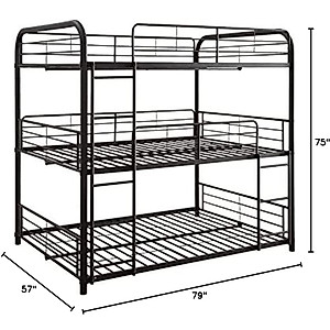 Acme Cairo Metal Frame Full Triple Bunk Bed in Sandy Black