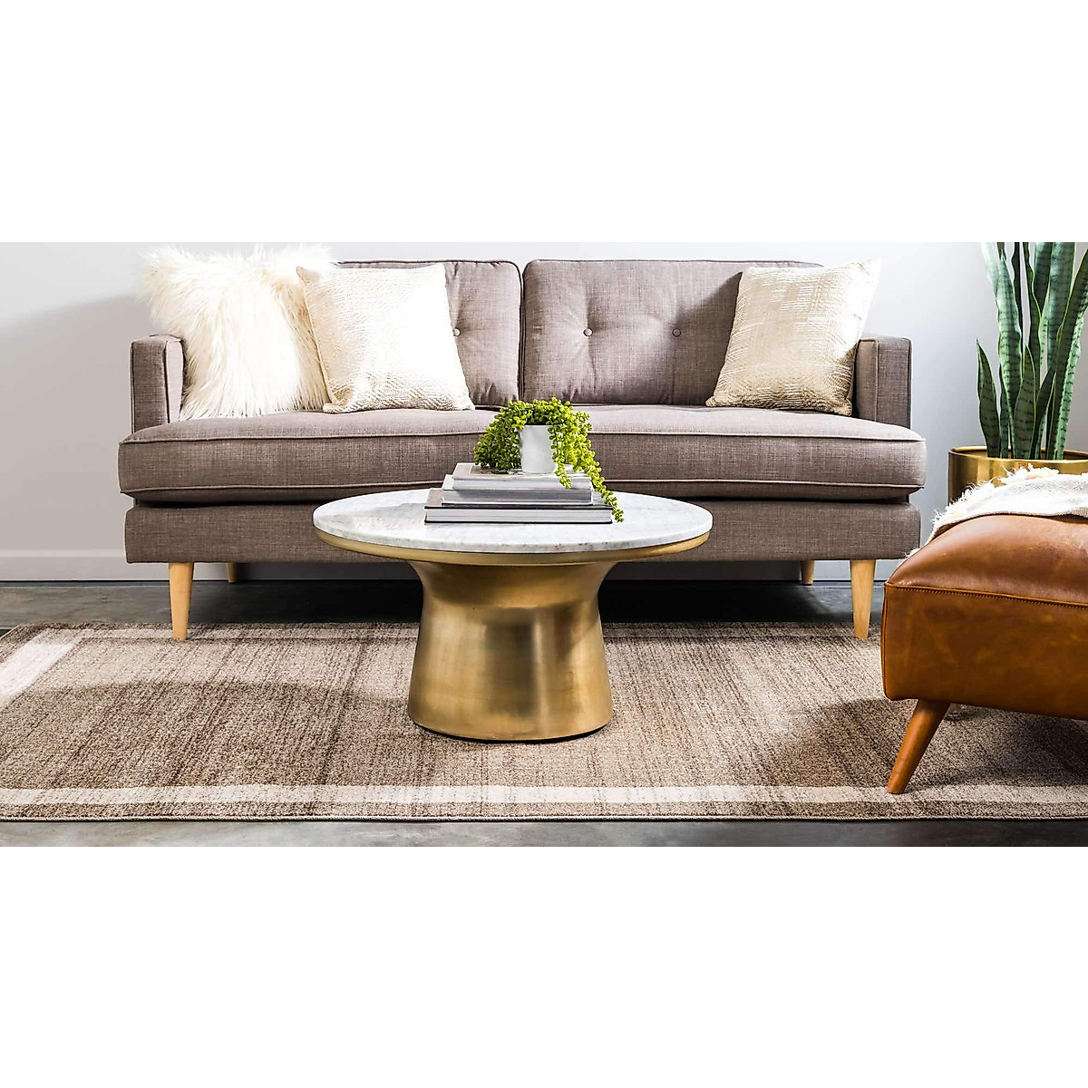 Unique Loom Del Mar Collection Area Rug - Maria (2' 2" x 3' 1" Rectangle, Light Brown/ Ivory)