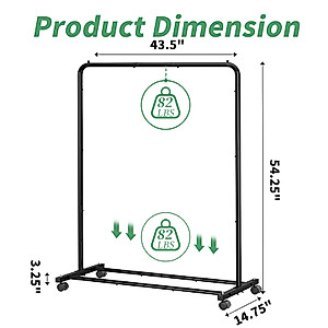 Simple Trending Standard Clothes Clothing Garment Rack with Storage Shelves, Rolling Clothes Organizer on Wheels for Hanging Clothes, Black