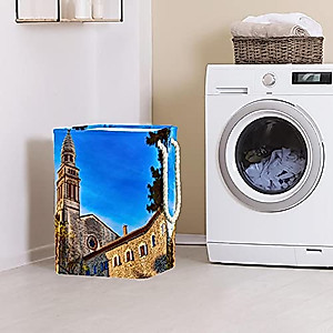 Inhomer Laundry Hamper Church Collapsible Laundry Baskets Firm Washing Bin Clothes Storage Organization for Bathroom Bedroom Dorm