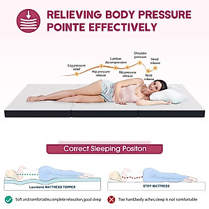 Queen Foldable Mattress, Queen Mattress Memory Foam Topper with Breathable & Washable Cover, 4 Inch Trifold Mattress with CertiPUR-US Certified for Camping, Guest, Floor RV - 78" x 58" x 4"(Queen