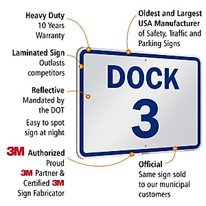 SmartSign "Dock 3" Dock Number Sign | 18" x 24" 3M Engineer Grade Reflective Aluminum
