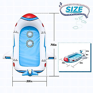 Josen Sprinkler for Kids Outdoor Water Toys,Baby Splash Pad,Inflatable Kiddie Pool for Toddlers,Includeding 4 Rubber Ducks Bath Toys, Birthday Gifts for Boys and Girls - Spacecraft