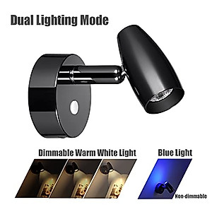 Obeaming RV Reading Light 12V Swivel LED Spotlight with Quick USB Charger& Blue Nightlight, Camper Van Travel Trailer Bed Reading Light, 12-24VDC Hard-Wired (Gloss Black)
