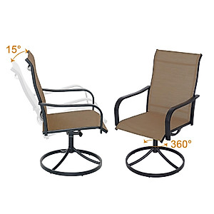 Nixtopia Patio Swivel Dining Chairs Set of 2 with Armrest, Comfortable Textilene Support and Metal Frame