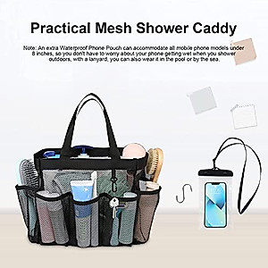 LCHULLE Mesh Shower Caddy Portable Quick Dry Shower Tote Hanging Bath & Toiletry Organizer with 8 Storage Pockets Cosmetic Shower Basket Bag for College Dorm Room Essentials Gym Bathroom Camp Travel