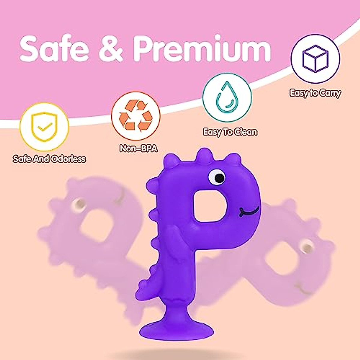 Suction Toys Kids Bath Toy for Toddler Aged 3, 30PCS Silicone Animal Alphabet Number Sucker Toy, Montessori Sensory Toy Gift for Kids Aged 4-8, Educational Spelling Fidget Toys for Autism/ADD/ADHD