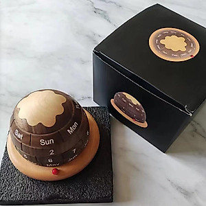 2024 Wood Desk Calendar, Rustic Perpetual Office Accessory & Creative Earth Desktop Decoration, Ideal Calendar Christmas Gift,Unique Mens Desk Accessories (A)