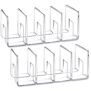 LUGUNU Clear Acrylic Desk File Sorter Purse/Handbag Organizer Clutch Divider Mesh Folder Office Supplies Stand Bookshelf (3 Sections) (2Pack-4Sections)