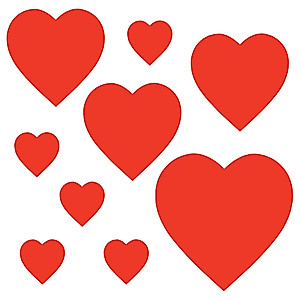 Beistle Printed Cardstock Paper Heart Cut Outs 9 Piece Valentine's Day Decorations, 4" - 12", Red