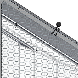 PawHut Large Chicken Coop Metal Chicken Run with Waterproof and Anti-UV Cover, Spire Shaped Walk in Fence Cage Hen House for Outdoor and Yard Farm Use, 1.26" Tube Diameter, 9.8' x 26.2' x 6.4'