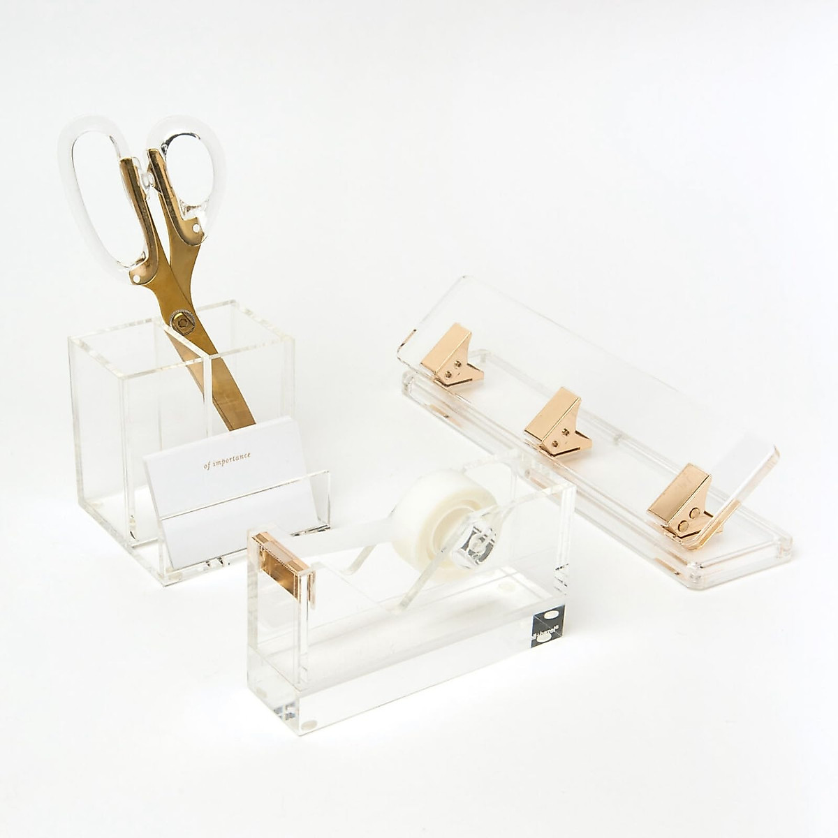 russell+hazel Acrylic Scissors, Left or Right Hand, Clear and Gold-Toned, 9”