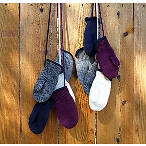 tittimitti 100% Virgin Wool Baby Toddler Kids (6 Months - 7 Years) Thumbed Mittens with String. OEKO-TEX® Standard 100 (2 (3-5 Years), Heather Grey)