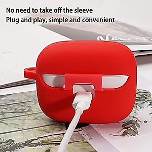 Soft Silicone Protective Case Cover Compatible with JBL Tune 130NC TWS True Wireless Earphones Shockproof Portable Cover with Carabiner（Black）