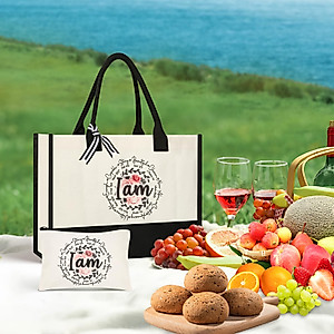 Christian Gifts for Women, Inspirational Gifts for Women Religious, Baptism Gifts, Encourage Gifts for Women Friends Female Sister Wife Coworker Mom Lady, Reusable Grocery Bag Tote Bag & Makeup Bag