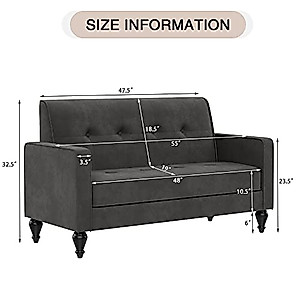 ALISH Upholstered Loveseat Sofa Couch, Modern Love-seat Settee Small Sofa Couch Dining Bench Button Tufted Mini Sofa Couches for Living Room Bedroom, Gray