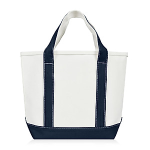 DALIX 14" Mini Small Cotton Canvas Party Favor Wedding Gift Tote Bag in Navy Blue