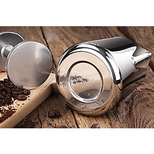 New Star Foodservice 28829 Commercial Grade Stainless Steel 18/8 12 oz Frothing Pitcher and Die Cast Aluminum Tamper Combo Set, Silver
