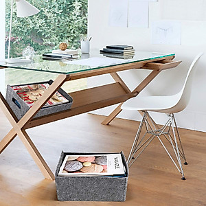 Welaxy Storage Baskets Collapsible Felt Storage bin Foldable Shelf Drawers Organizers Bins organizie Box with Handles for Kids Toys pet Toy Books Clothes Makeup Junk organise (green grow)