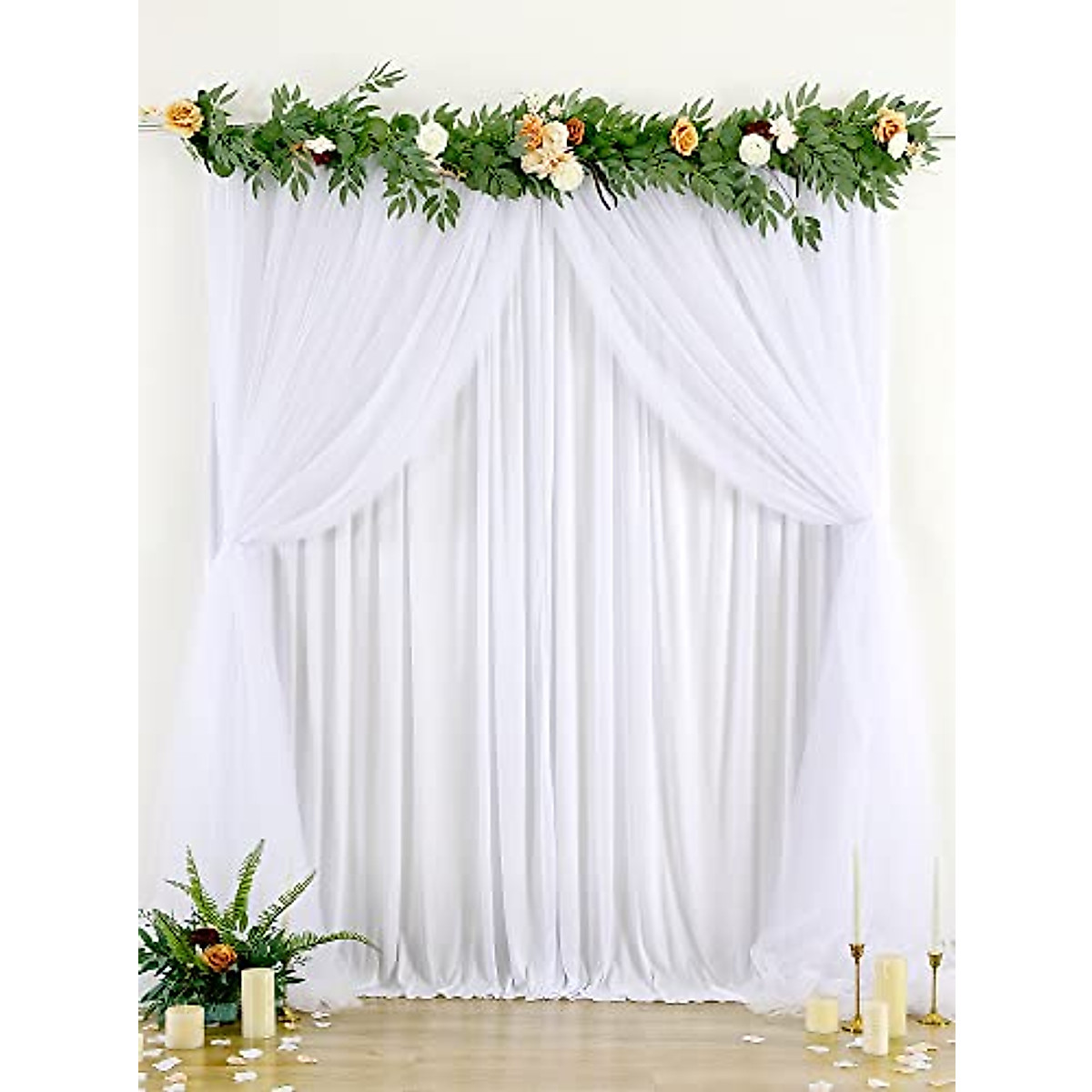 White Tulle Backdrop Curtains for Baby Shower Parties Wedding,3 Layer Sheer Photo Drape Backdrop for Photography Props 5 ft X 7 ft