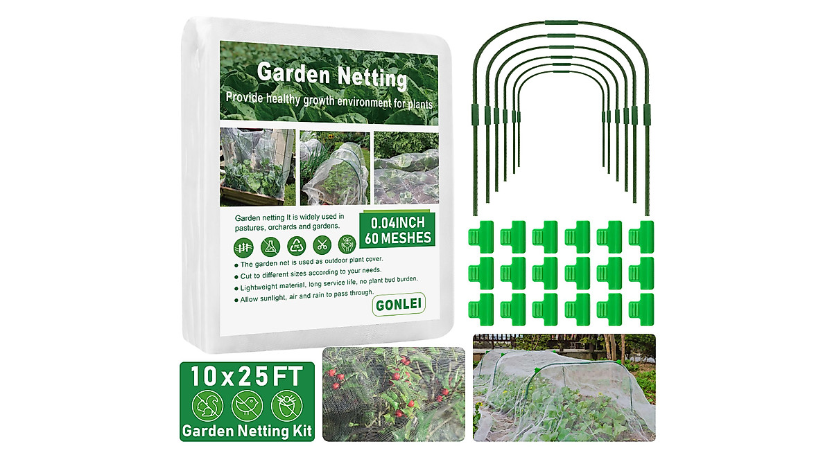 GonLei Garden Netting Kit - 10x25FT for Plant Protection