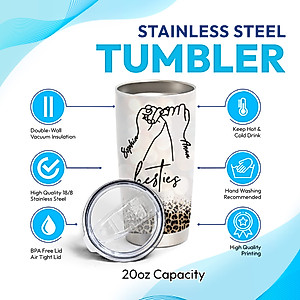 Hyturtle Personalized To My Besties Tumbler, Bestie Here's to Another Year Of Bonding Over, 20oz Stainless Steel Tumbler Customized Best Friend, Gift For Sister, Bestie On Birthday, Christmas