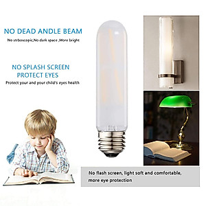 LEOOLS T10 Led Frosted Bulb, 8W Dimmable Tubular LED Light Bulb, 75 Watt Incandescent Bulb Equivalent, 2700K Soft Warm White, Frosted Glass, E26 Base, for Cabinet Display Cabinet etc,3 Pack.