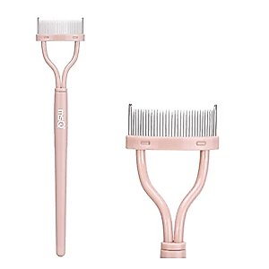 Eyelash Separator Eyelash Comb Lash Separator Tool MSQ Mascara Brush Eyelash Brush Separator Mascara Comb Arc Designed Mascara Applicator With Cover Naked Pink (1PCS)