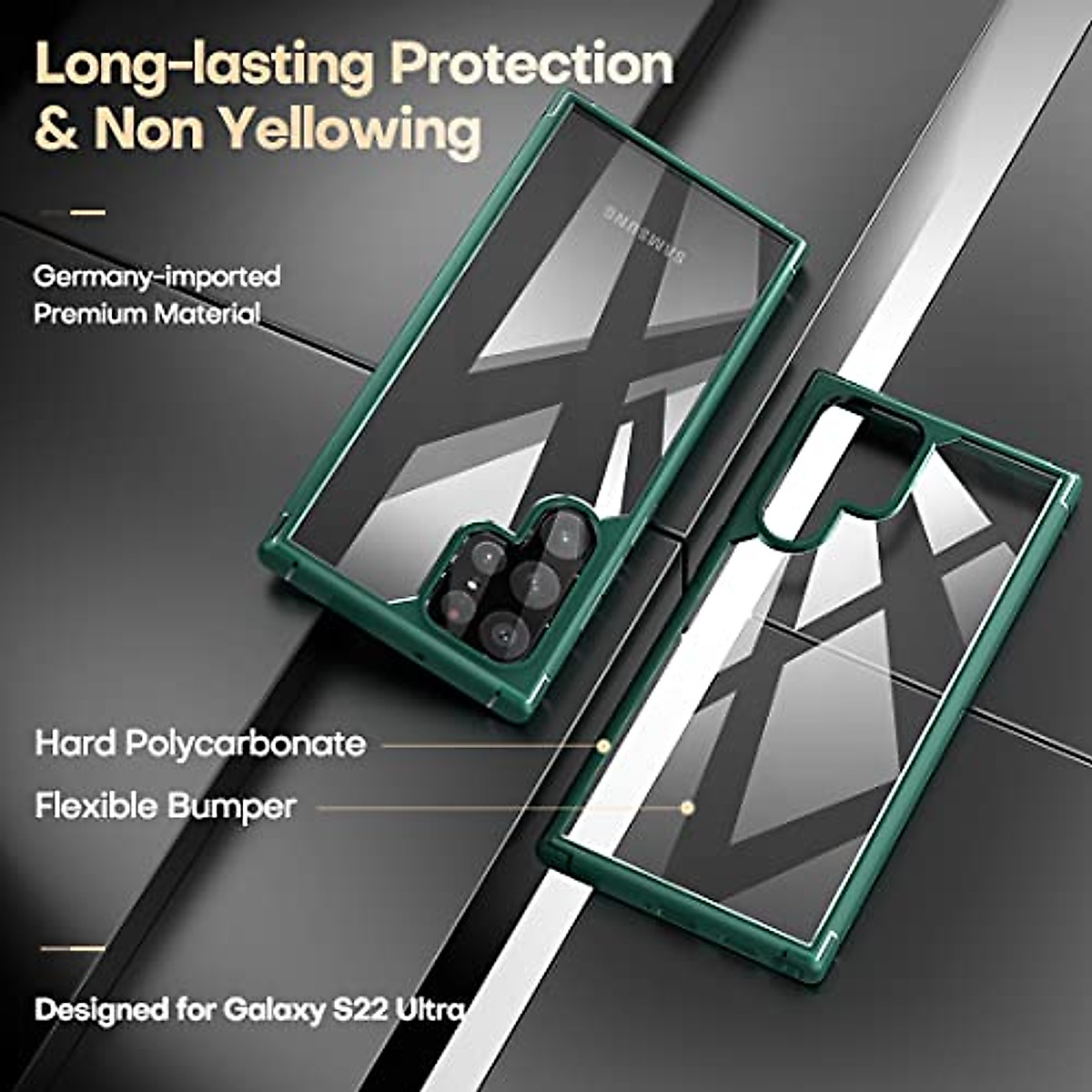 TAURI Shockproof Samsung Galaxy S22 Ultra Case, [Military Grade Protection] S22 Ultra Case, Crystal Clear Soft Slim Protective Silicone Cover Designed for Galaxy S22 Ultra 5G Case 6.8"