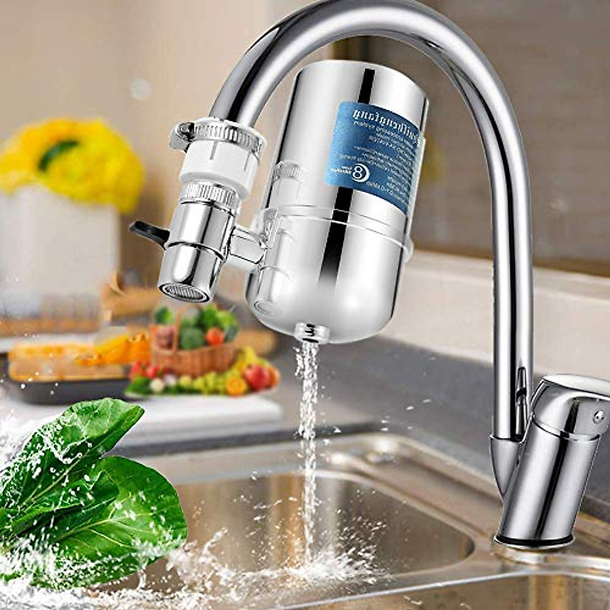 Faucet Water Filter, Hima Tap Water Purifier 8 Layer Purification Ceramics Remove Heavy Metals, Fluoride, Suitable for Most Taps, Home Kitchen Healthy Drinking Water Filter