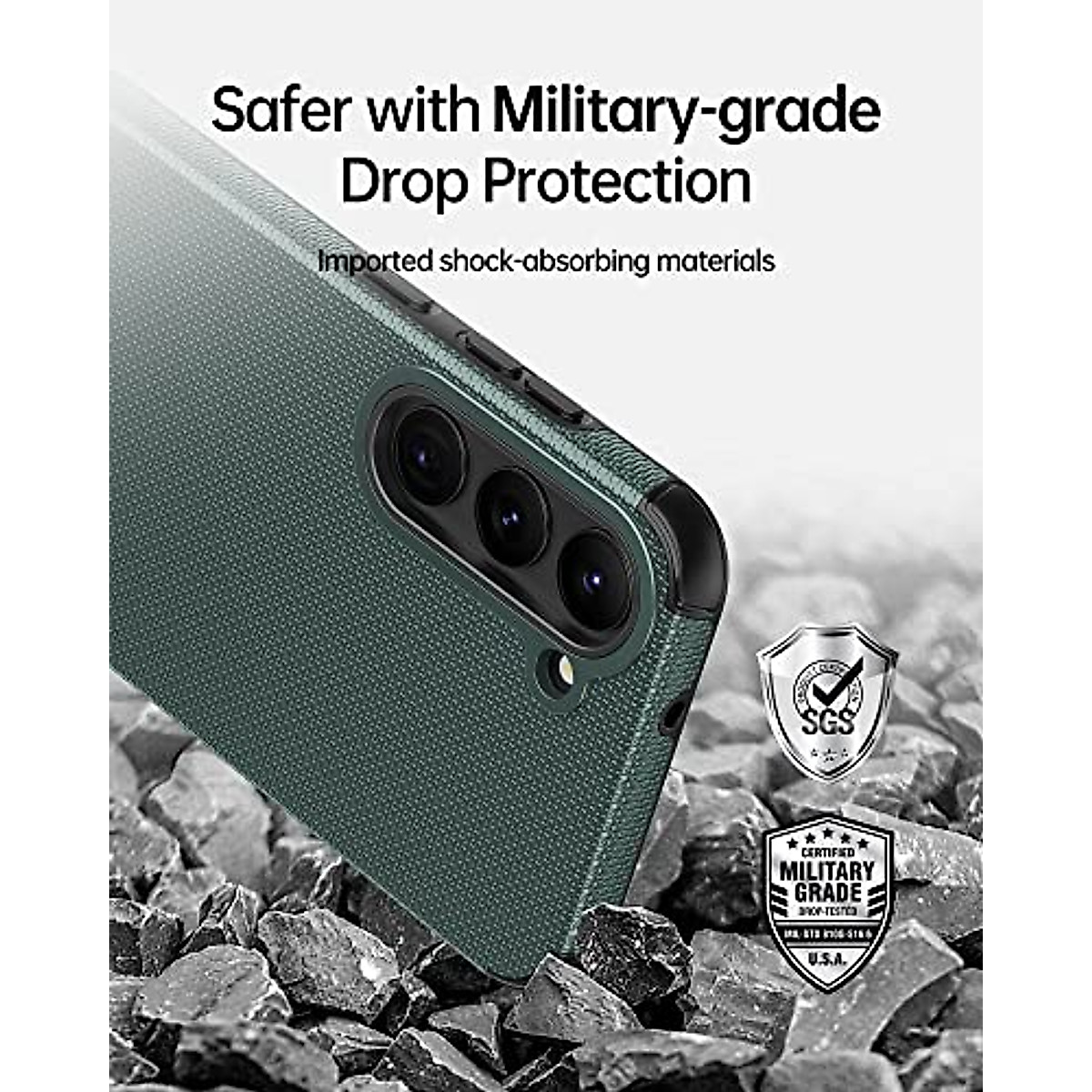 EJGNA Military-Grade Hybrid Case for Galaxy S23, Shockproof Anti-Scratch Bumper Cover, 6.1'' - Green