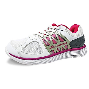 I-RUNNER Woman Miya White/Pink Leather/Mesh 10 Wide (D) US