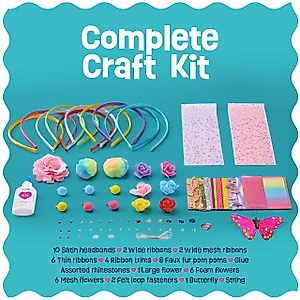 Pretty Me Headband Making Kit for Girls - Make Your Own Fashion Headbands for Kids - DIY Hair Accessories Set - Arts & Crafts Gift for Ages 5-12 Year Old Girl - Little Children's Art & Craft Gifts
