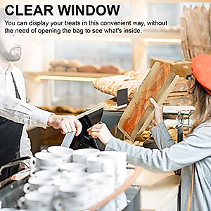 MT Products Paper Bread Bags - Kraft Brown Bakery Bags with Window - 6.5" x 2" x 18" Breathable Bread bags for Homemade Bread Gift Giving (Pack of 50) - Made in the USA