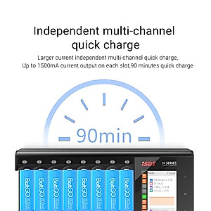 ISDT LCD Display Universal Battery Charger N8 8-Slot Speedy Smart Battery Fast Charger for Rechargeable Batteries AA AAA Li-lon LiHv Ni-MH Ni-Cd Nizn LiFePO4