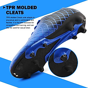 JABASIC Kids Outdoor Soccer Cleats Athletic Firm Ground Football Shoes (3.5,Blue)