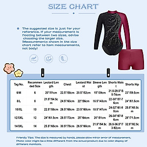 VernLan Girls One Piece Shiny Diamonds Long Sleeve Ballet Dance Leotard Gymnastics Ballerina Ballroom Performance Rose suit 8 Years