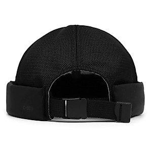 UNDERCONTROL Colorful Brimless Sailor Fisherman Leon Nylon Supplex UPF 40 Hat Rolled Cuff No Visor Skull Docker Beanie Cap (Black)